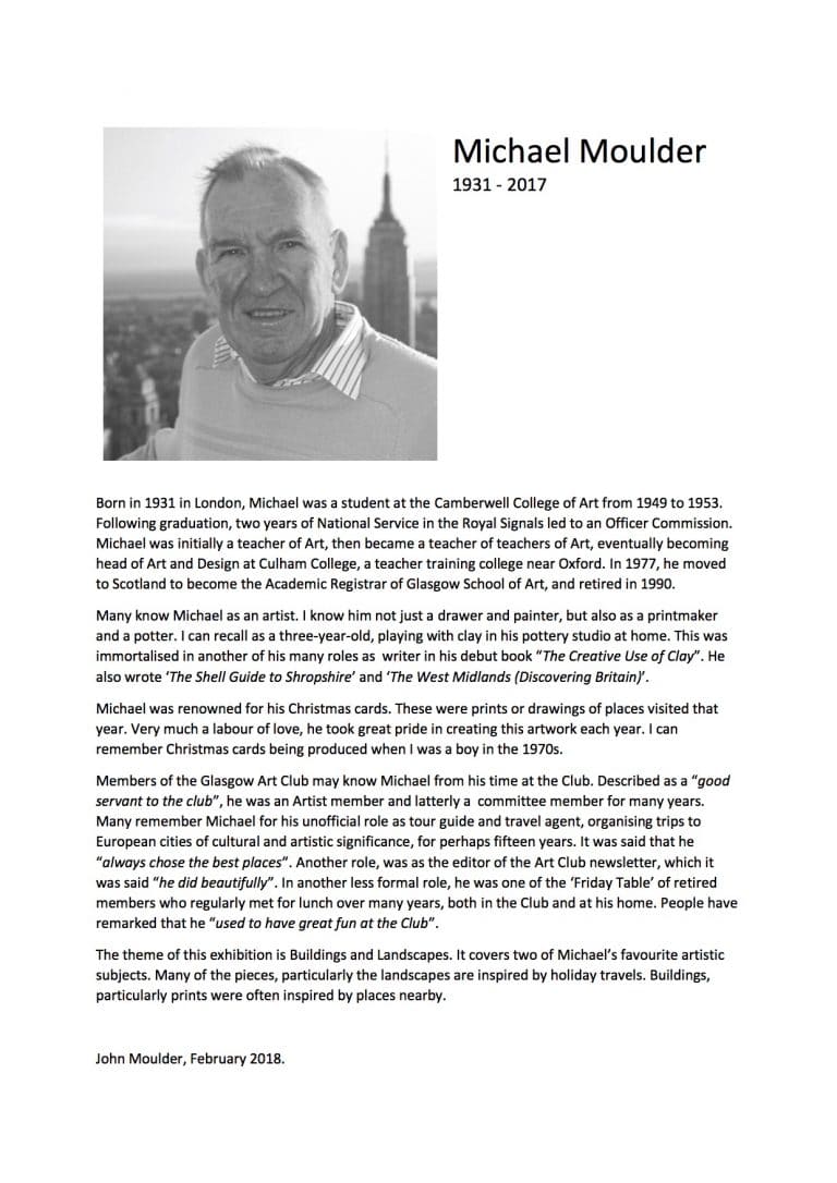 Michael Moulder: A retrospective - Glasgow Art Club
